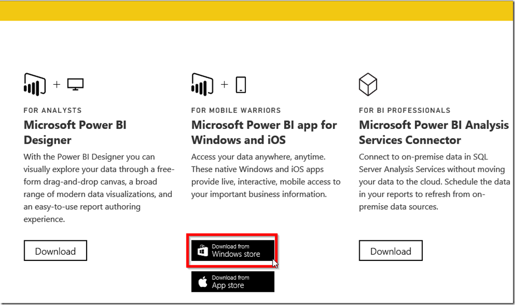 Use your power bi dashboards on your Windows device